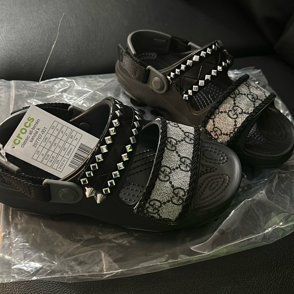 CROCS | Shoes | Custom Crocs Gucci Black And Silver Little Boy | Poshmark